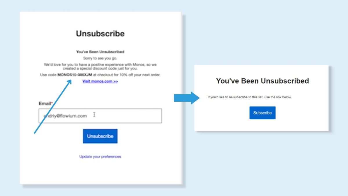 How To Convert Email Unsubscribe To Customer And Unsubscribe Page Examples | Flowium