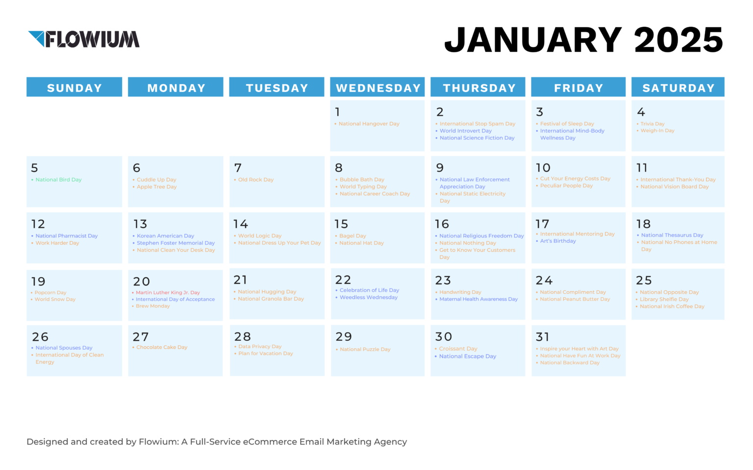 Email Marketing Calendar 2025 | Flowium